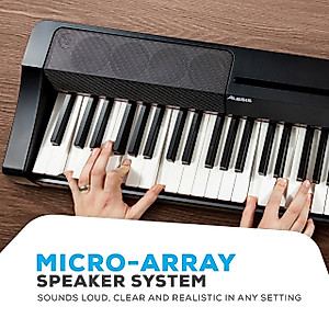 Alesis Recital Grand - Digital Piano 88 Weighted Keys with Hammer Action, Sustain Pedal, 16 Premium Voices, Speakers, Piano Lessons, Sheet Music Stand