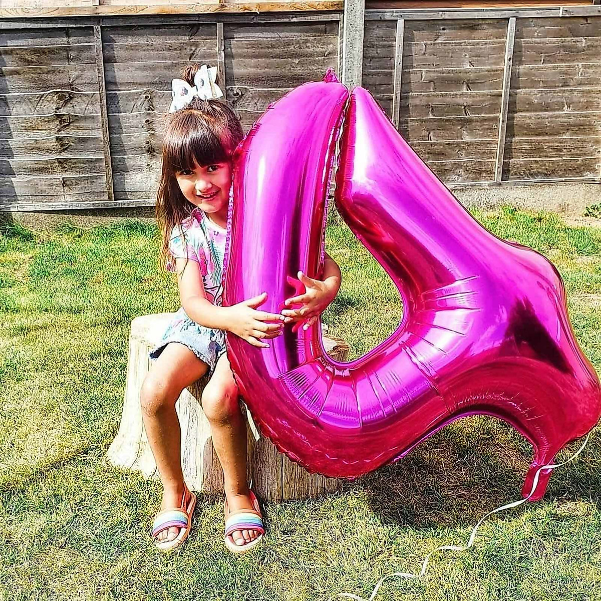 40 Inch Hot Pink Number 4 Balloon Large Size Jumbo Digit Mylar Foil Helium Bright Pink Balloons for Birthday Party Celebration Decorations Graduations Anniversary Baby Shower Photo Shoot