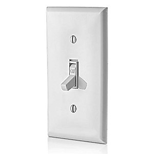 Leviton 1451-2WM 15 Amp, 120 Volt, Toggle Framed Single-Pole Ac Quiet Switch, Residential Grade, Grounding, 10-Pack, White