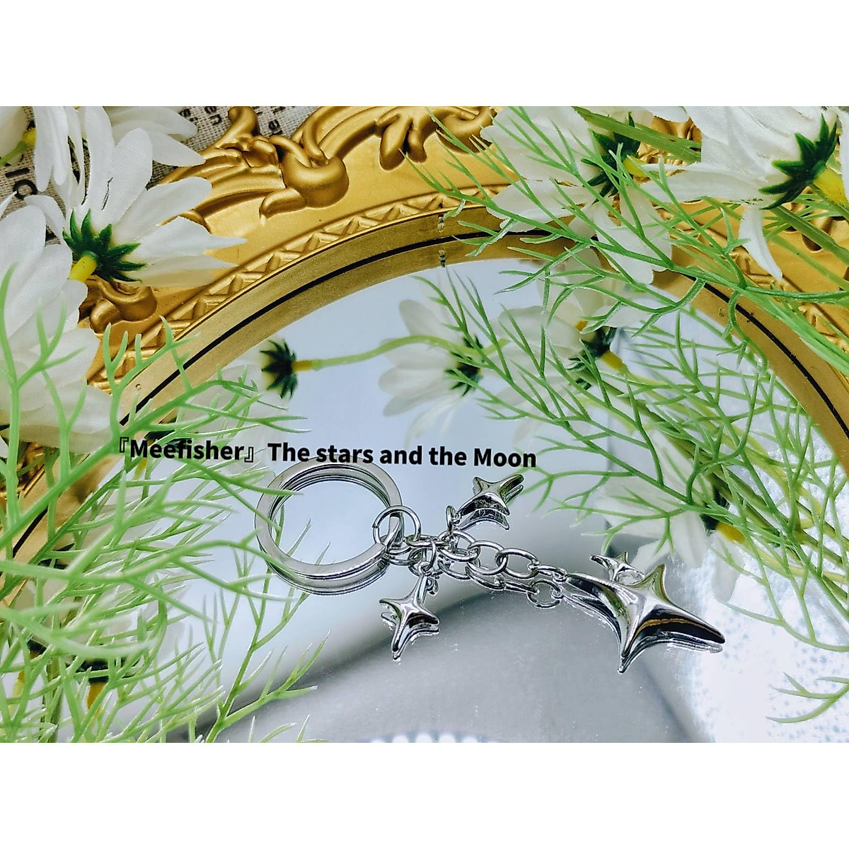 Meefisher Cute Star Keychain Aesthetic Accessories Stainless Steel Key Ring Purse Handbag Backpack Bag Charms Car Holder