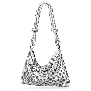 BRZSACR Rhinestone Purse, Silver Purse for Women, Evening Prom Rhinestone Handbag 2022 Upgrade, Gift for Women, Friends, 1pc (Silver)