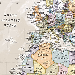 Maps International Giant World Map - Classic Large World Map Poster - Laminated - 46 (h) x 77.5 (w)