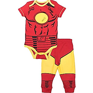 Marvel Avengers Iron Man Newborn Baby Boys Cosplay Bodysuit and Pants Set 6-9 Months