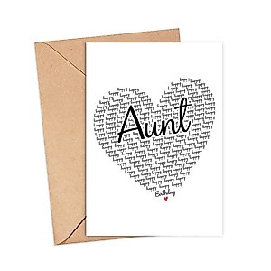 GavinsDesigns Happy Birthday Aunt Card - Cute Happy Birthday - Birthday Greeting Card - Sweet Birthday Card For Aunt - Anniversary-Thank You Card - Heart Happy Birthday Mom - I Love You Aunt Card