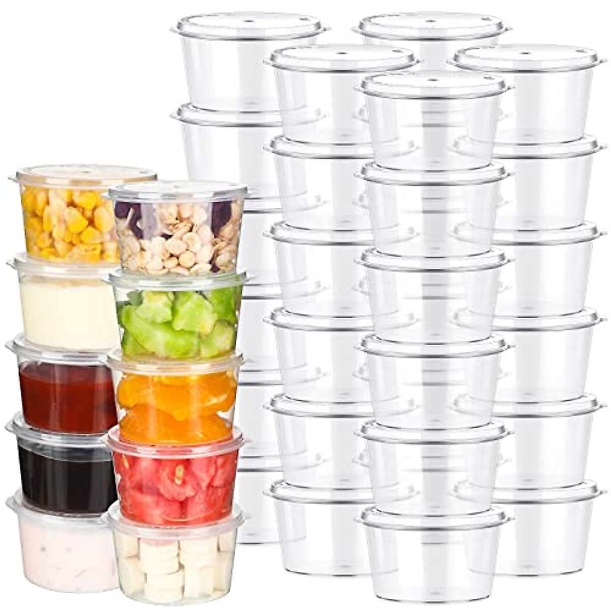 Didaey 100 Pcs Disposable Baby Food Freezer Storage Containers Plastic Food Storage Containers with Hinged Lids 4 oz Snack Containers Food Prep Containers Baby Puree Containers, Stackable, Leakproof