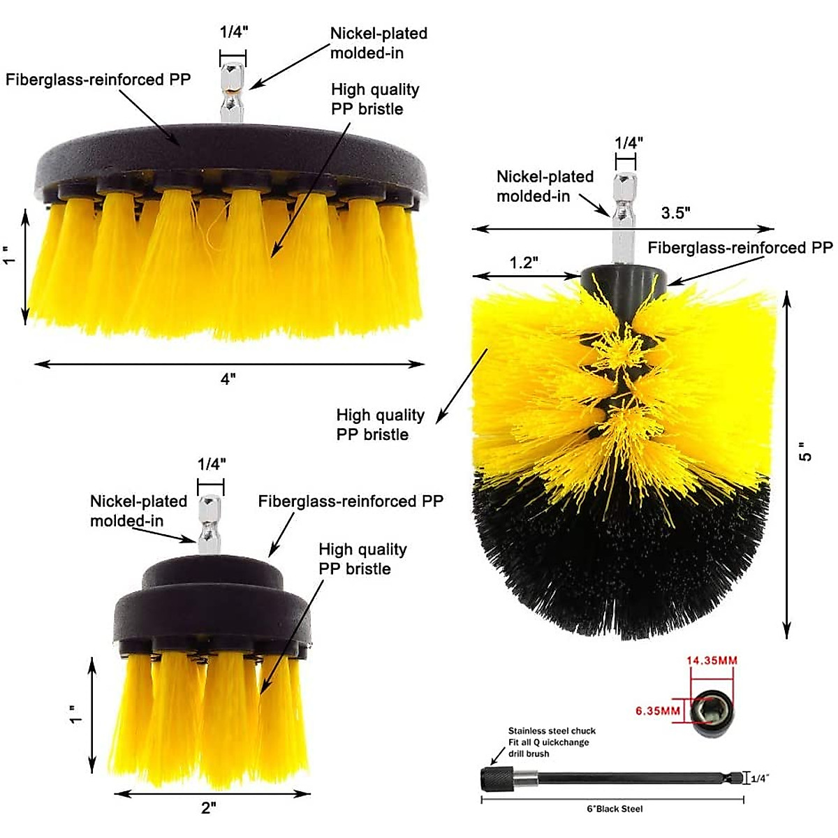 20Piece Drill Brush Attachments Set, Bathroom Surfaces Tub, Shower, Tile and Grout All Purpose Power Scrubber Cleaning Kit –Grout Drill Brush Set – Drill Brushes Set Drill Brush Power Scrubber