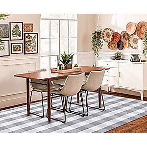 KOZYFLY Buffalo Plaid Area Rug 5 x 7 Ft Gray and White Checkered Rug Washable Outdoor Patio Rugs Cotton Rugs for Living Room Carpet for Living Room Outdoor Dining Room Bedroom Farmhouse Rug