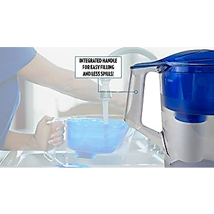New Wave Enviro Alkaline Plus Water Filter Pitcher with Lead Removal, BPA Free Fridge Friendly Design, 64 Gallon Filter Life, 3.5 Liter Capacity with Integrated Handle, Blue