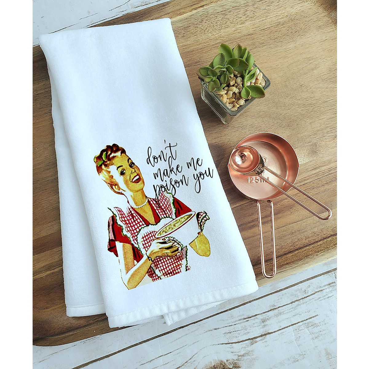 Retro Kitchen Hand Towels - Don't Make Me Poison You - Funny Gift for Mom - Cooking Gift for Women