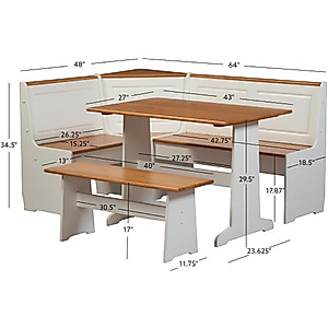 Linon Ardmore Kitchen Nook Set, White