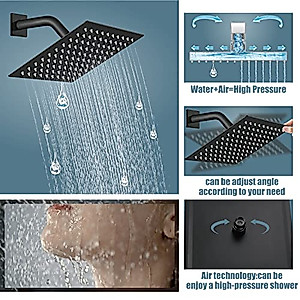 Aolemi Rainfall Shower System 8 Inch Matte Black Shower Head Combo Set with Tub Filler Handheld Shower Luxury Rough-in Valve Included Wall Mount Bathroom Shower Mixer Faucet