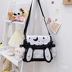 VTYUBX Japanese Kawaii Bunny Ear Backpack with Cute Manga Girl School Backpack Book Bag Satchel Student Cosplay Teen Lolita JK (Black, Small)