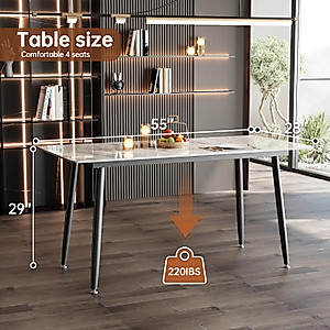 MCDAMCN Marble Sintered Stone Dining Table, 55" Grey Kitchen Table for Dining Room, Fade and Scratch Resistant, Table Only