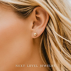 Next Level Jewelry 14K Yellow Gold Polished Ball Stud Earring, 3MM-8MM, Real Gold Post Earrings for Women
