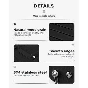 Ciokea Plastic Folding Footstool for Deck Backyard Patio Outdoor Poolside Porch Lawn Indoor, Black