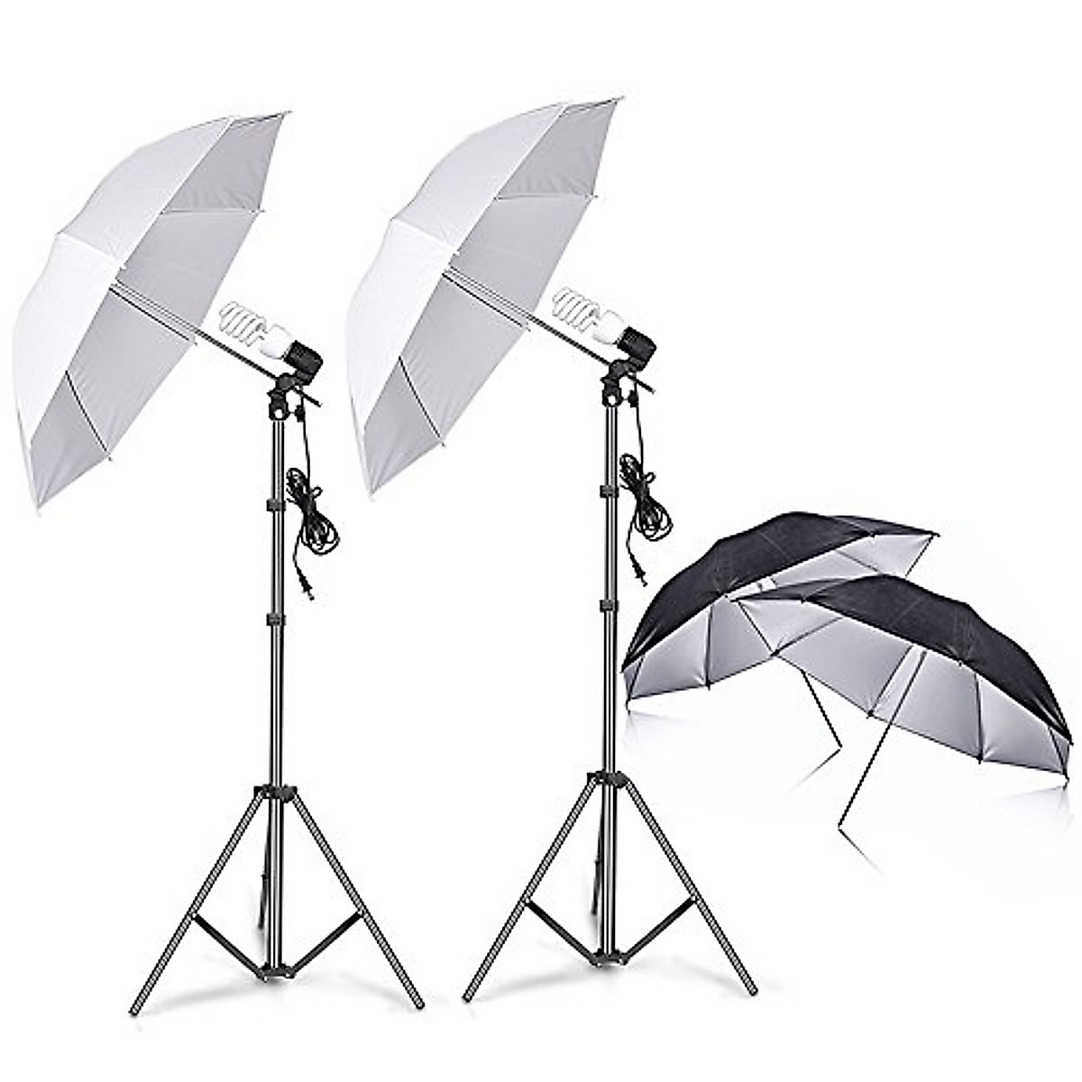 SLOW DOLPHIN Photography Umbrella Lighting Kit,400W 5500K Daylight Photo Portrait Continuous Reflector Lights for Camera Video Studio Shooting White/Black Umbrella