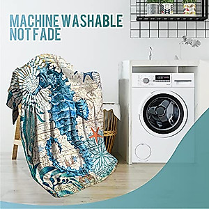 Levens Seahorse Throw Blanket Soft Ocean Animal Print Blanket for Couch Bed Chair Office Sofa 50"x60"