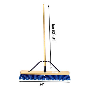 24'' RK Safety Wooden Push Broom with Brace and Bamboo Handle (Pack of 6)