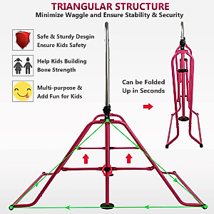 RAVS Gymnastics Bar for Kids with Swing Set Expandable Gymnastics Bars for Home 3' to 5' Adjustable Height Folding Gymnastics Training Bar Max Load 170LBS