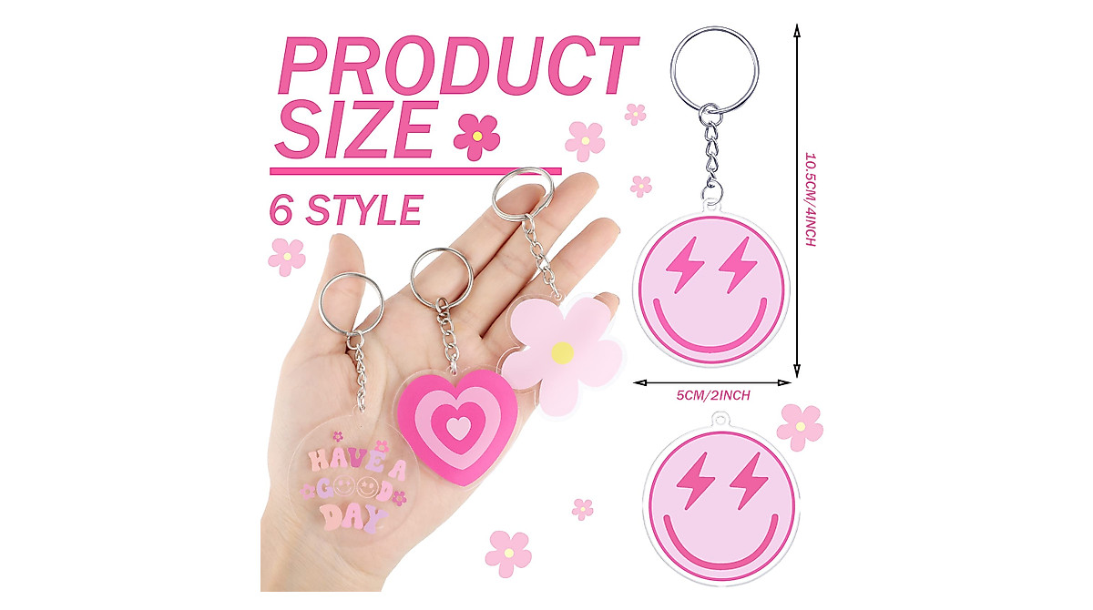 Otuuz 6 Pcs Preppy Smile Key Chains - Cute Backpack Accessories