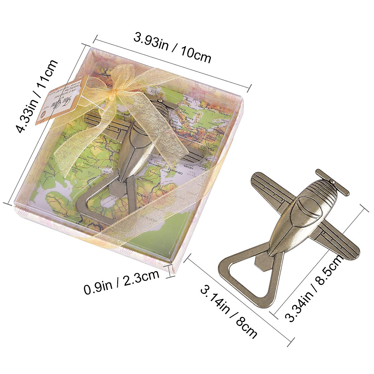 Youkwer 24 pcs Airplane Beer Bottle Opener for Wedding Party Favor with Exquisite Packaging Beer Accessories for Wedding Decoration,Birthday, baby shower Party Favor (Pack of 24 Airplane,Bronze)