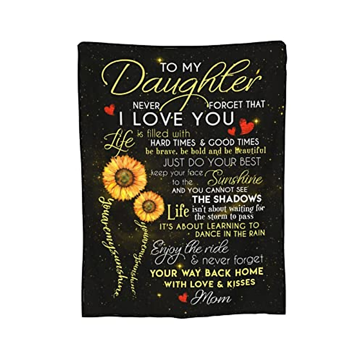 Maylian Sunflower Throw Blanket | Never Forget How Much I Love You | 80x60 Inches | Soft Sherpa | Perfect for Daughter | Thoughtful Gift