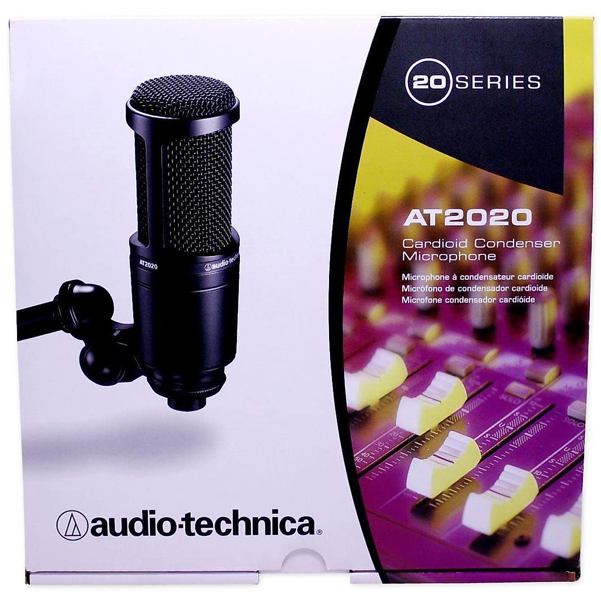 Audio-Technica AT2020 Studio Recording Microphone-Cardioid Condenser Mic Bundle with Rockville RDMS70 Desktop Mic Stand with Boom with Steel Round Base with Adjustable Height