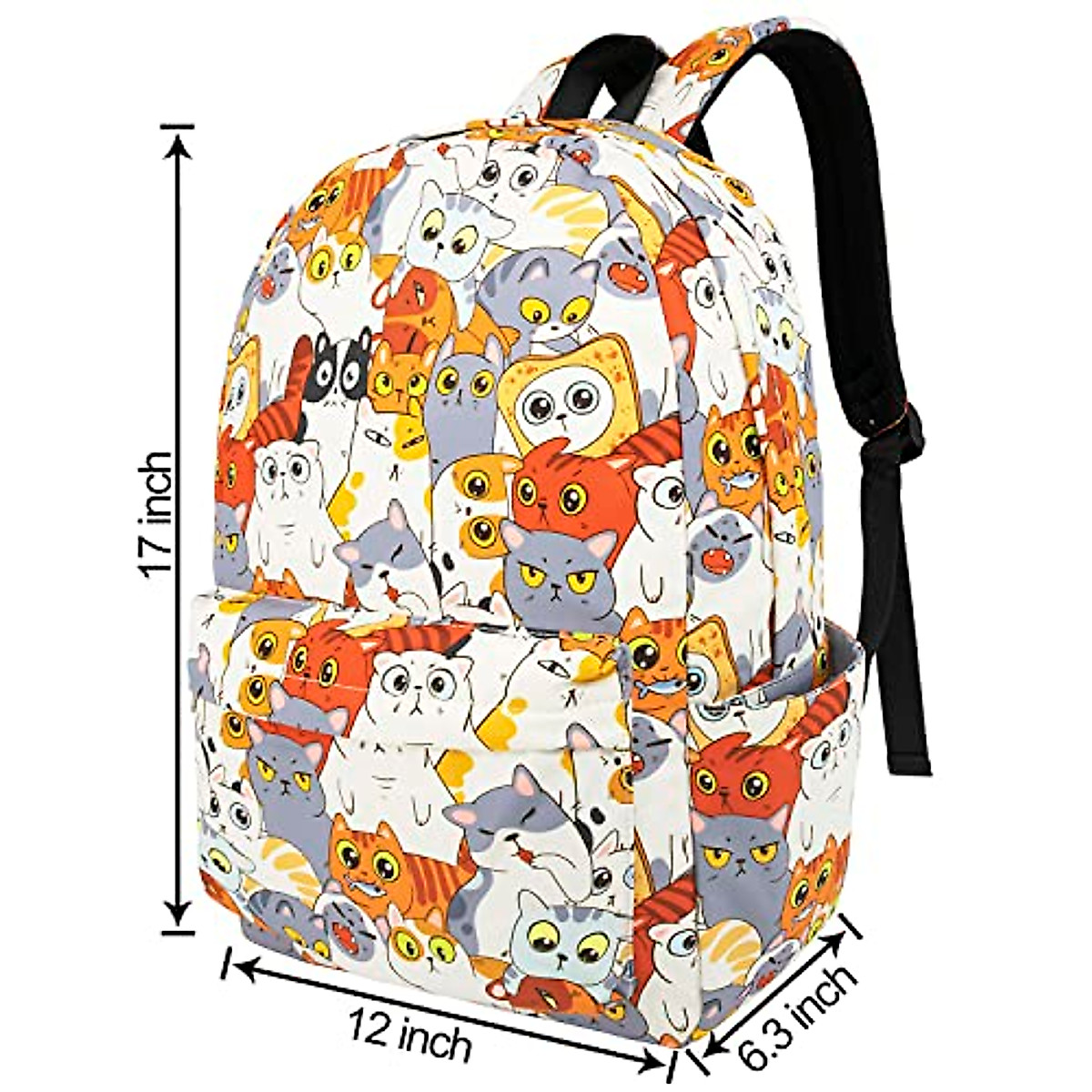 LI-LOVE Backpack with 16 inch Laptop Compartment Cute Cat Backpacks for Boys Girls Adults Teens Middle School College High School Student Bookbags Travel Camping Hiking Waterproof Book Bag Back Pack