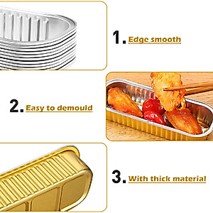 Adofect 60 Pack Aluminum Foil Mini Loaf Pans with Lids, 6.8oz Disposable Aluminum Baking Ramekins Pans With Lids, Gold Cupcake Baking Cups Ramekins Muffin Tins Brownie Pan