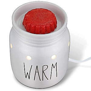STAR MOON Rae Dunn Wax Warmer Wax Melt Warmer for Rae Dunn Inspired Decor Mason Jar Wax Warmer with Removable Dish, One More Bulb, Home Fragrance Home Decor, Glossy White (Warm)