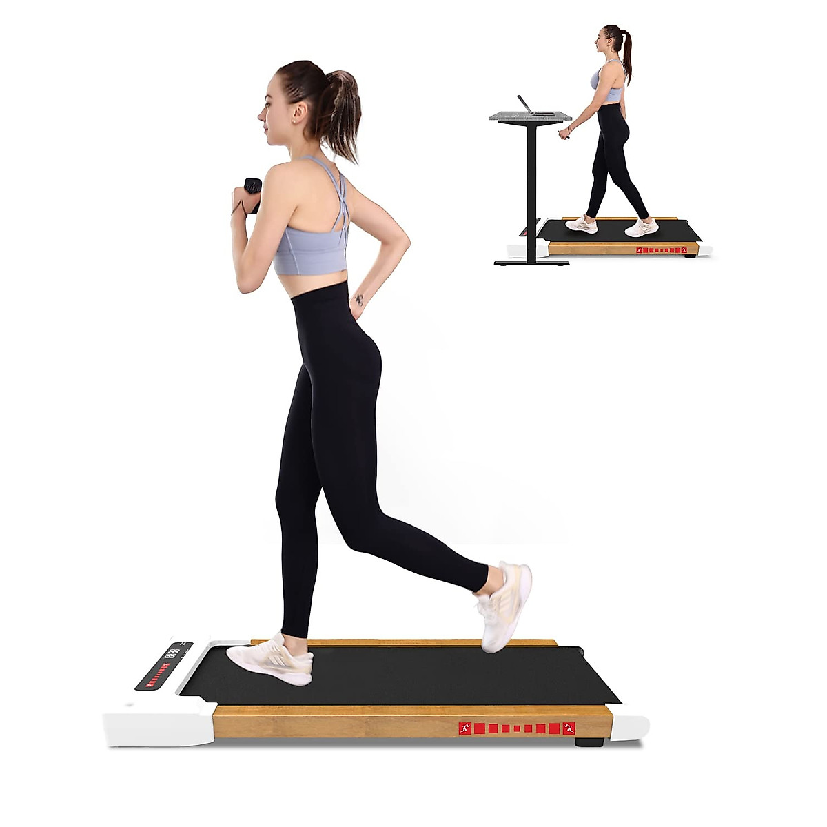 Walking Pad Under Desk Treadmill, Portable Treadmills Motorized Running Machine for Home, 2.25HP Mini Treadmill No Assembly Required Remote Control, 265 Lb Capacity