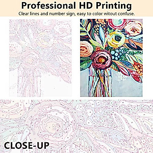 Paint by Numbers Flowers, Abstract Paint by Number for Adults, Adult Paint by Number Kits on Canvas Drawing Paintwork with Paintbrushes, Easy Paint by Numbers for Kids Art Crafts 16"x20"(Frameless)