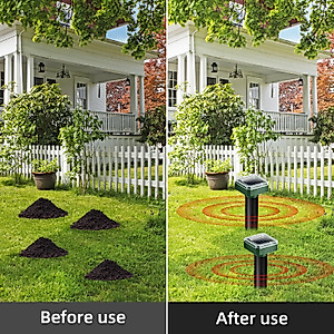 Mole Repellent Solar Powered Ultrasonic Gopher Repellent Groundhog Repeller Sonic Mole Deterrent Stake Vole Repellent Spikes Rodent Repellent for Lawns Yard, 8 Pack