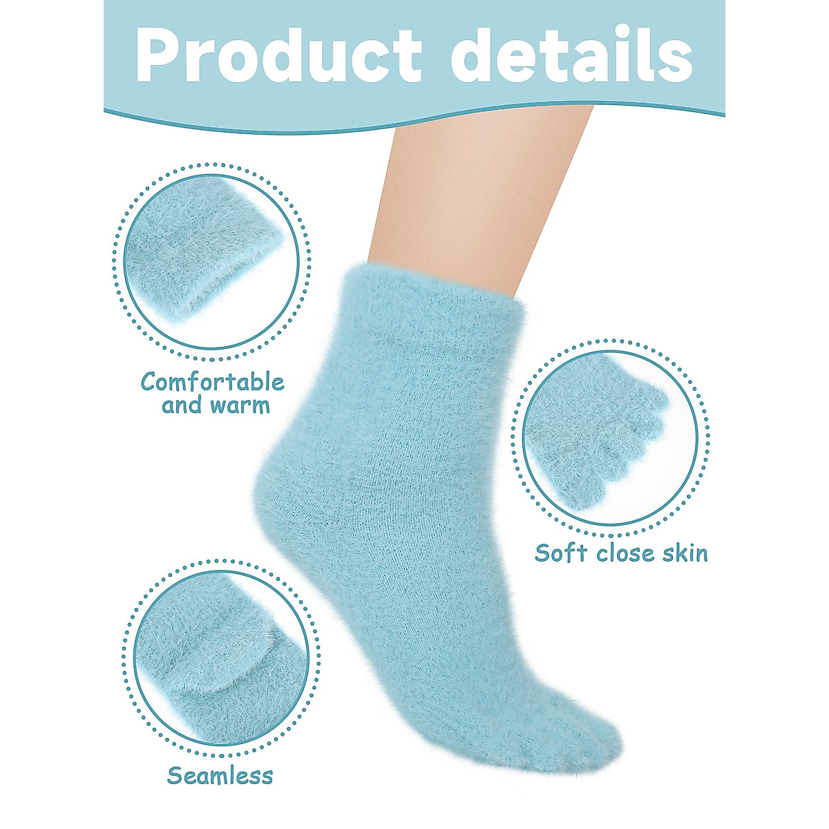 Bencailor 3 Pairs Women Toe Socks Fuzzy Toe Socks Warm Winter Toe Socks Five Toe Socks for Women Men, Size 5-8(Green, Blue, White)