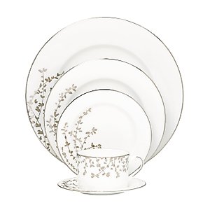 Kate Spade New York Gardner Street Platinum 5-Piece Place Setting, 4.25 LB, White