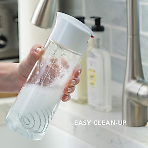 Whiskware Glass BlenderBall Whisk Leak Proof Salad Dressing Shaker Bottle with Auto Closing Lid for No Spills, 2.5 Cups, White