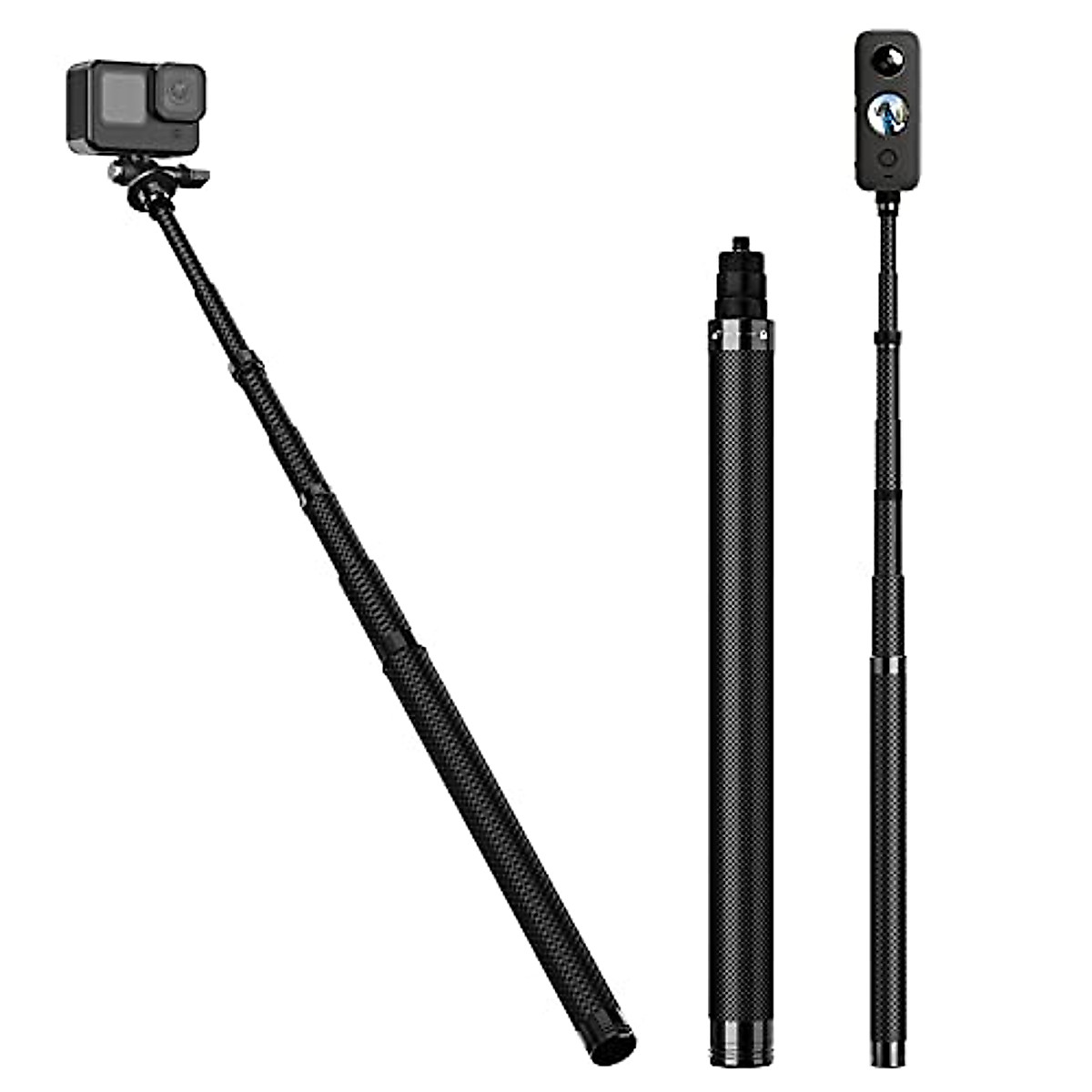 Selfie Stick for GoPro Insta360, Carbon Fiber Selfie Pole for Go Pro Max Hero 11 10 9 8 7 6 5 Insta 360 One RS X2 Go 2 DJI Action 2 AKASO Monopod Lightweight Waterproof Extension (116cm/45 inch)