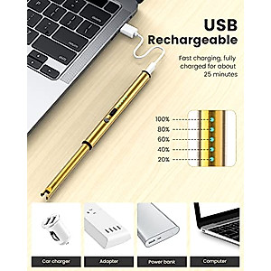 Plasma Arc Electric Lighter - Rechargeable Long Neck, Windproof Flame-Less Lighter for Candle, Firework, Camping, Grill, Gas Stove, Kitchen