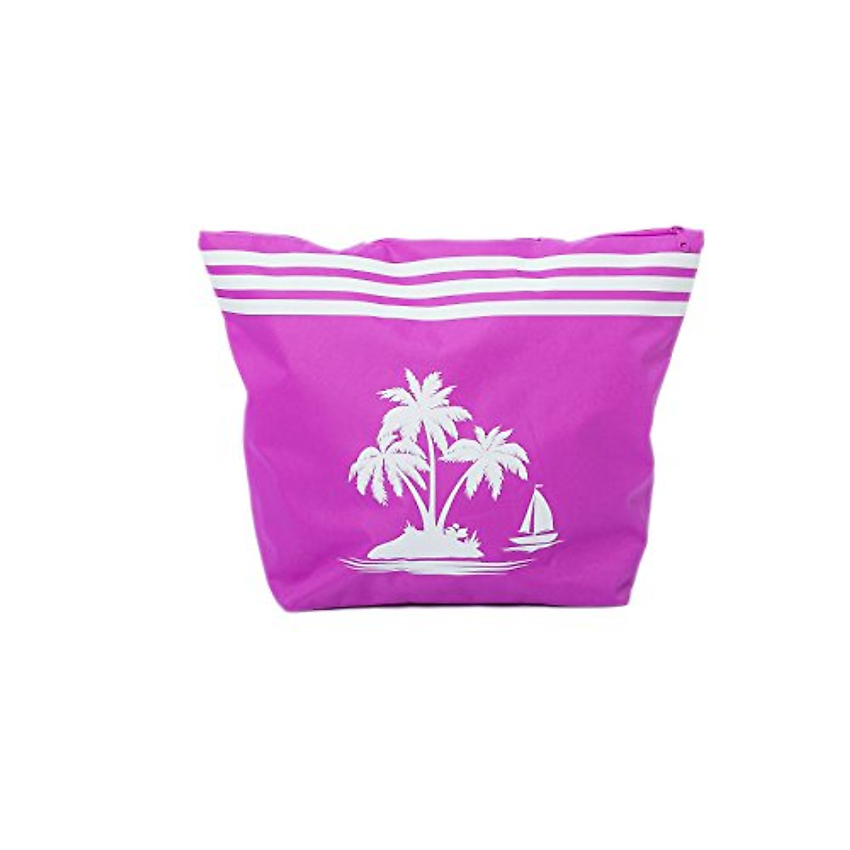 Beach Bag Womens Large Canvas Summer Tote Bags With Zipper Closure 19" x 15" x 6" Palm tree Pattern (Purple)