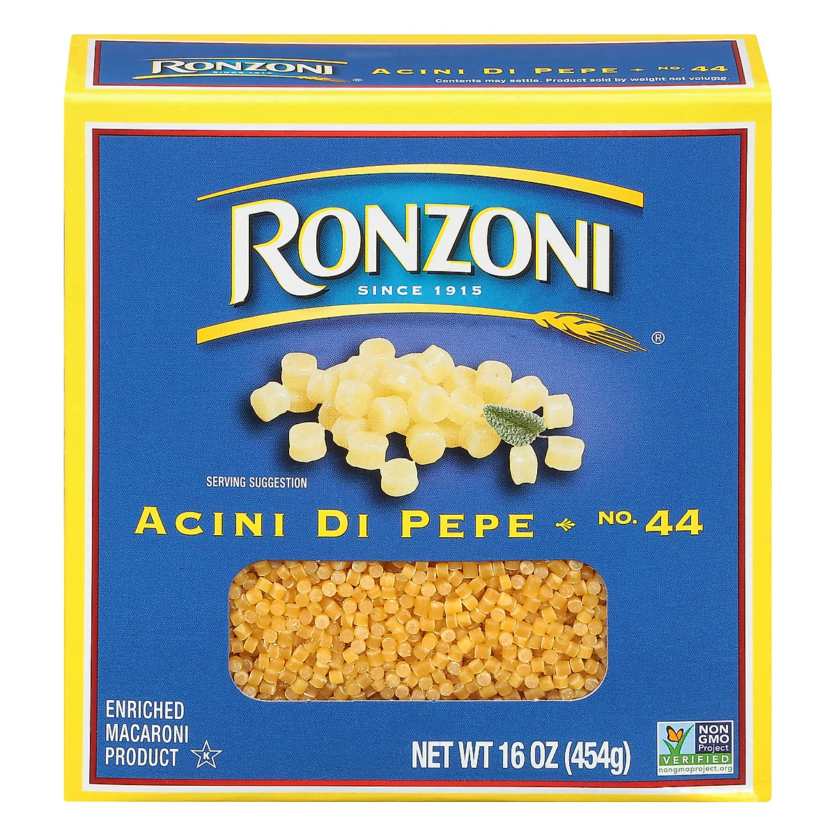 Ronzoni Acini Di Pepe Macaroni NON GMO 16 Oz. Pack Of 3.