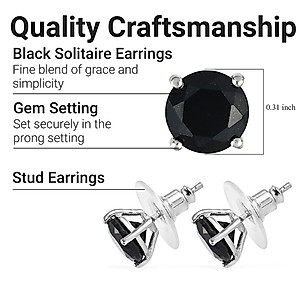 SHOP LC Black Tourmaline Stud Earrings for Women 925 Sterling Silver Platinum Plated Goth Comfy Jewelry Gifts for Women Ct 4 Birthday Gifts