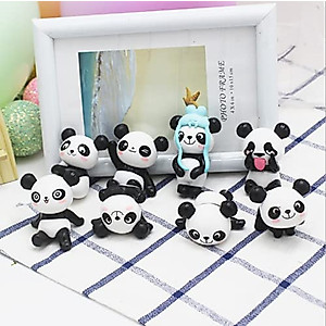 Cemtetnech panda cake topper set cute panda figures Cute Panda Characters Toys Mini Figure Collection Playset for panda theme party supplies（13pcs）
