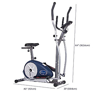 Body Champ 2-in-1 Upright Exercise Bike and Elliptical Trainer with Seat, Heart-Rate Monitor, and Programmable LCD Console, BRM3671