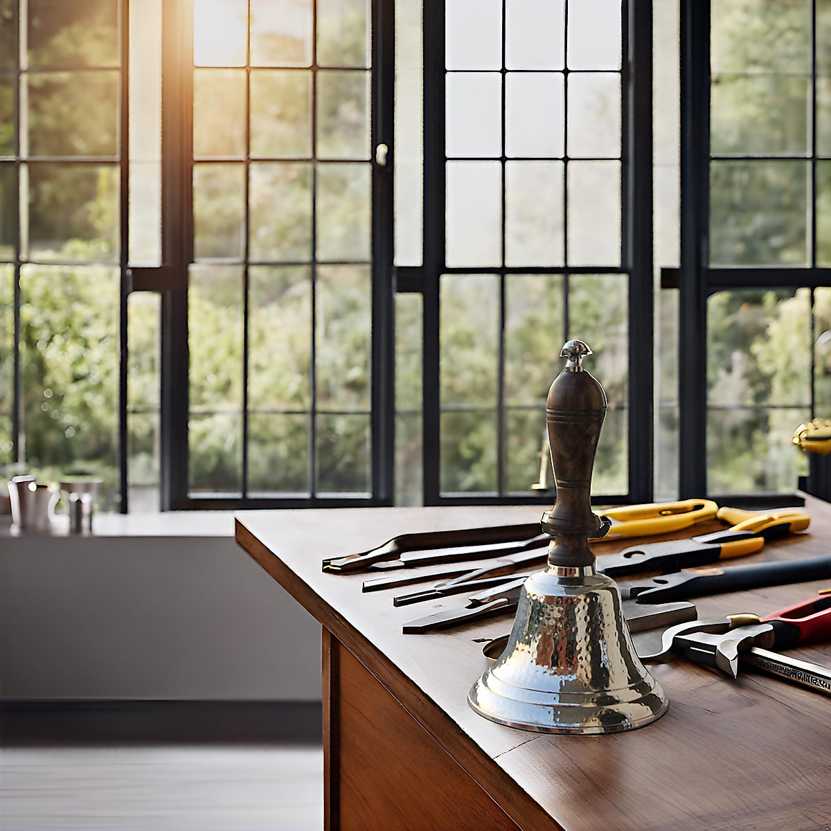 Brass Hand Call Bell, Heavy Duty, Very Loud Sound, Brass Dinner Bell Ideal Gift for Home Office, School, Teacher, Nautical, Spa, Aromatherapy