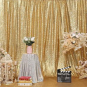 Eternal Beauty Gold Sequin Backdrop, 6x8 Ft Glitter Background Curtains for Shimmer Photography Party Wedding Birthday Back Drop Decor