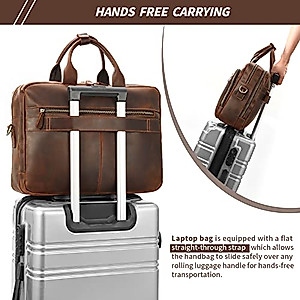 Jack&Chris Leather Briefcase for Men,Retro Business Travel Messenger Bag,Large 15.6 Laptop Work Bag