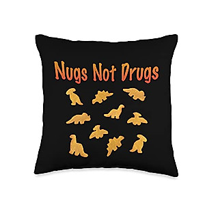 Chicken Nuggets Merch Nugs Not Drugs Funny Dino Chicken Dinosaur Nugget Throw Pillow, 16x16, Multicolor