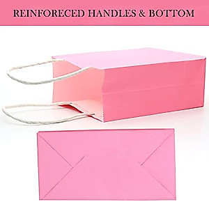 Oletx Mini 24-Pack Pink Valentines' Day Gift Bag with Handles, 6'' Party Favor Bag Small Kraft Paper Bag Goodie Bags for Birthday Baby Shower Gender Reveal wedding