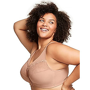 Glamorise Full Figure Plus Size MagicLift Natural Shape Front-Closure Bra Wirefree #1210
