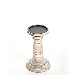 Hosley's 8 Inch High Wood Candle Holder for Pillar Wax Candles Flameless Candle. Distress Finish Candleholder. Ideal Gift for Wedding Party Home Spa Reiki Aromatherapy Candle Gardens O4